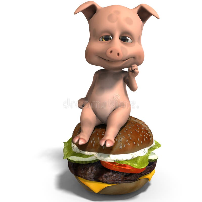 Cute and Funny Toon Pig Served As a Meal Stock Illustration ...
