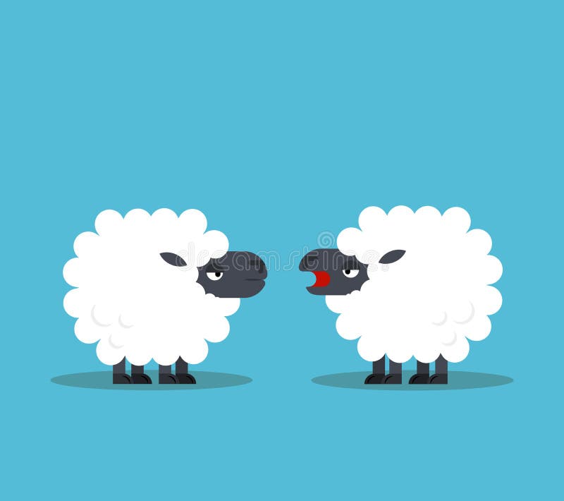 Cute Funny Two Sheep Cartoon Stock Illustration - Illustration of look ...