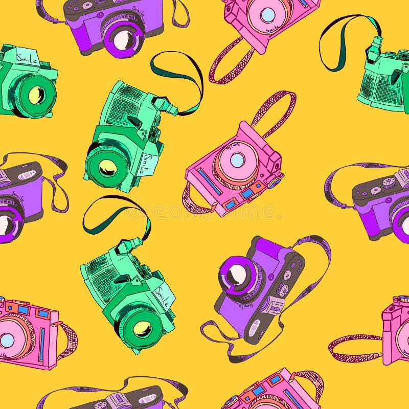 Vintage Cameras Seamless Pattern Stock Illustrations – 424 Vintage ...