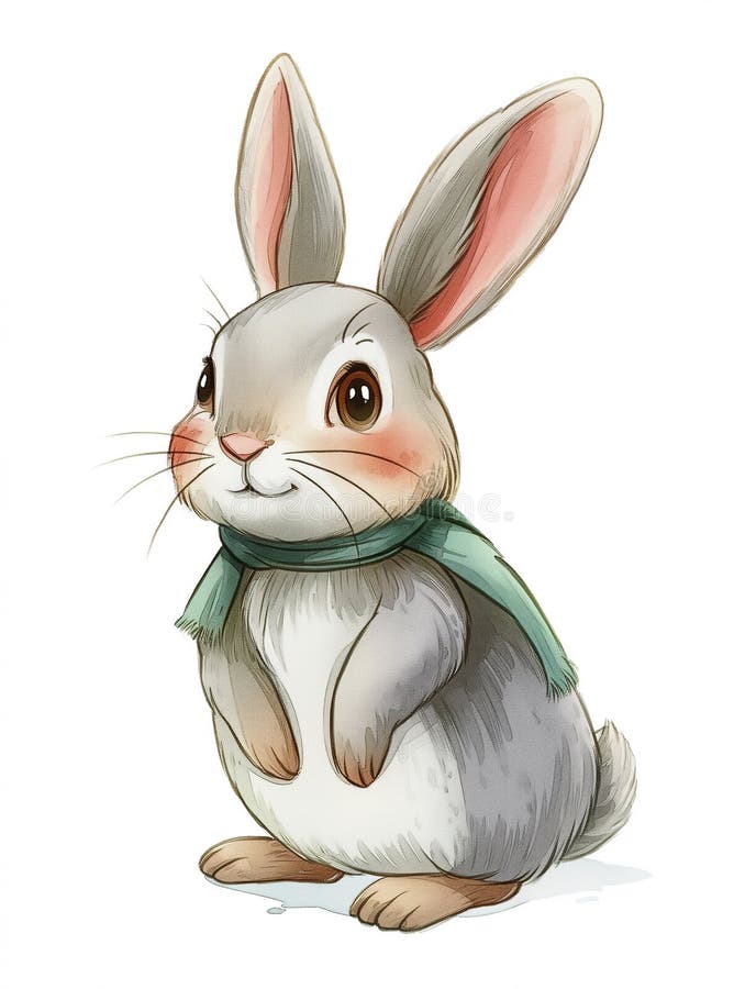 Cute Funny Watercolor Abbit Illustration Stock Illustration ...