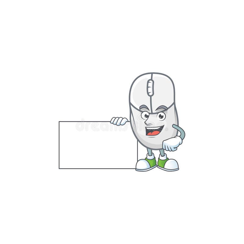 Cute Funny White Mouse Cartoon Character Having a Board Stock Vector ...