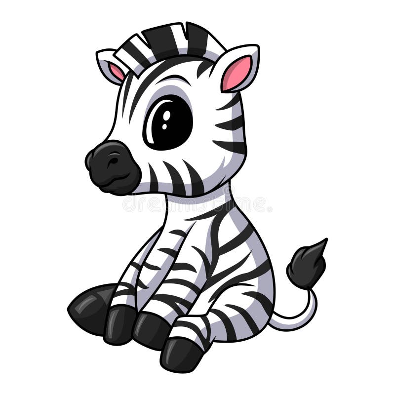 Cute Funny Zebra Cartoon Sitting Stock Vector - Illustration of chibi ...