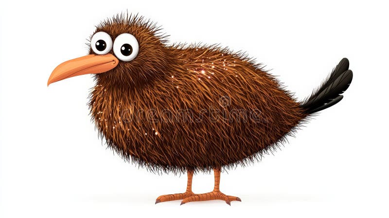 Cute Furry Bird with Large Eyes White Background Stock Illustration ...