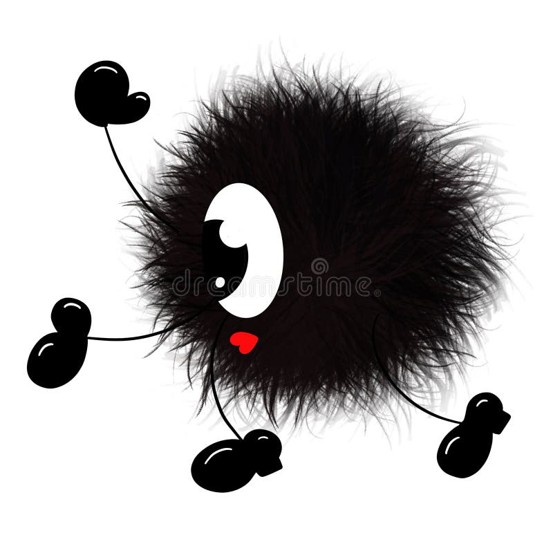 Cute Furry Black Imaginary Monster Character Logo Stock Illustration ...