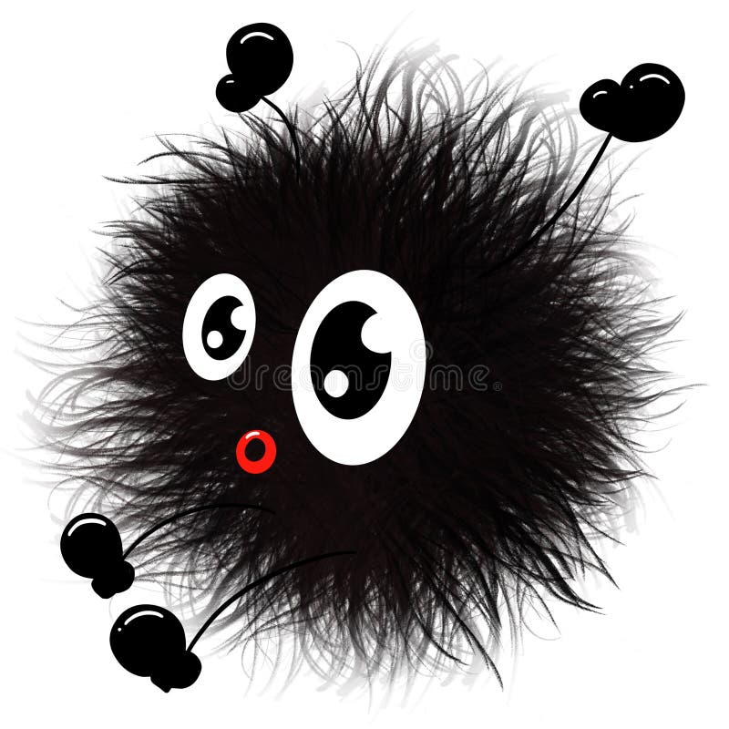 Cute Furry Black Imaginary Monster Character Logo Stock Illustration ...