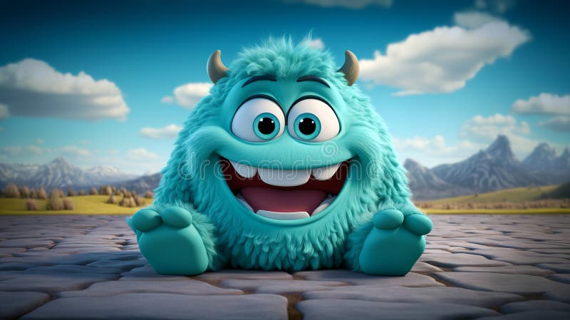 Cute Furry Cartoon Characters with Big Eyes. Stock Illustration ...