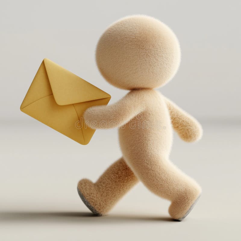 Cute Furry Character Delivering an Envelope with Excitement Stock ...