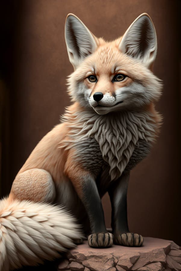 Cute Furry Fox Sitting. AI Generated Stock Illustration - Illustration ...