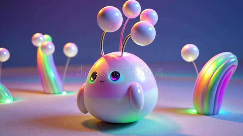 Cute Futuristic Character with Rainbow Elements Stock Video - Video of ...