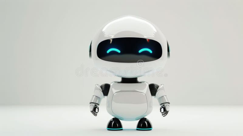 Cute Futuristic Robot on White Background. Generative Ai Stock ...