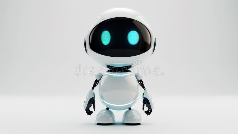 Cute Futuristic Robot on White Background. Generative Ai Stock ...