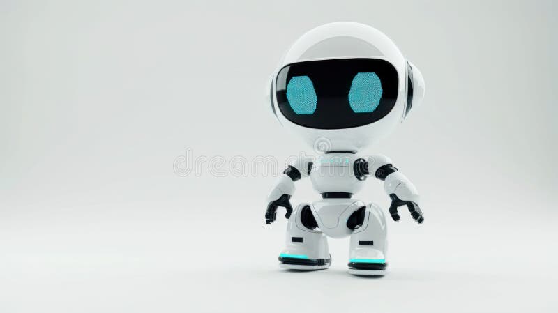 Cute Futuristic Robot on White Background. Generative Ai Stock ...