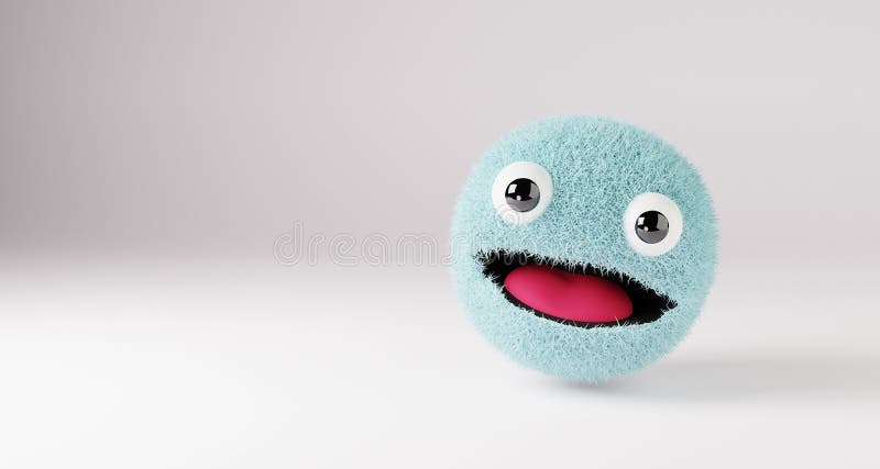 Cute Fuzzy Smiling Face. 3d Rendering Stock Illustration - Illustration ...