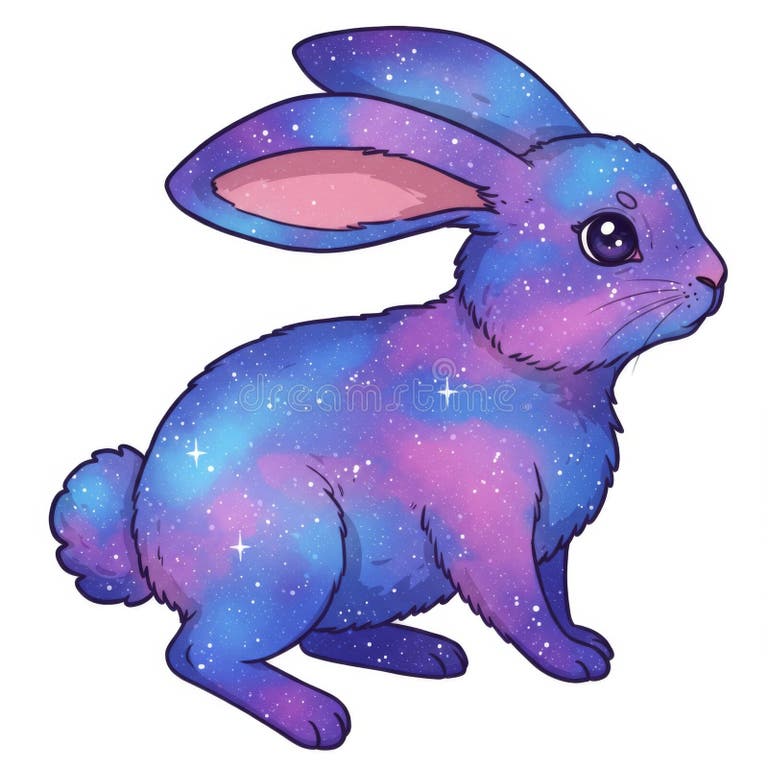 Cute Galaxy Rabbit Illustration Stock Illustration - Illustration of ...