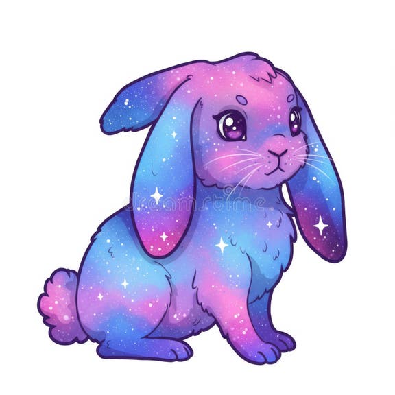 Cute Galaxy Rabbit Illustration Stock Illustration - Illustration of artwork, vibrant: 388796703