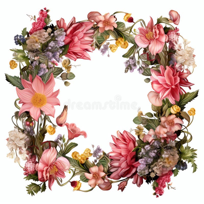 Cute Garden Elegance Floral Frame Watercolor Stock Illustration ...