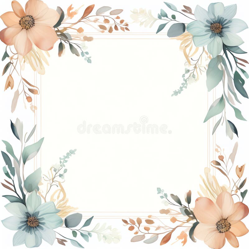 Cute Garden Whimsy Floral Frame Watercolor Stock Illustration ...