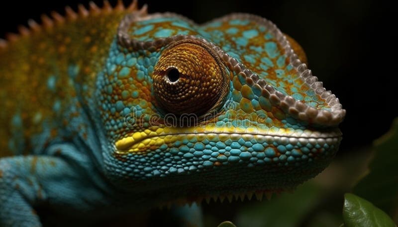 A Cute Gecko, with Multi Colored Scales, Looks at the Camera Generated ...
