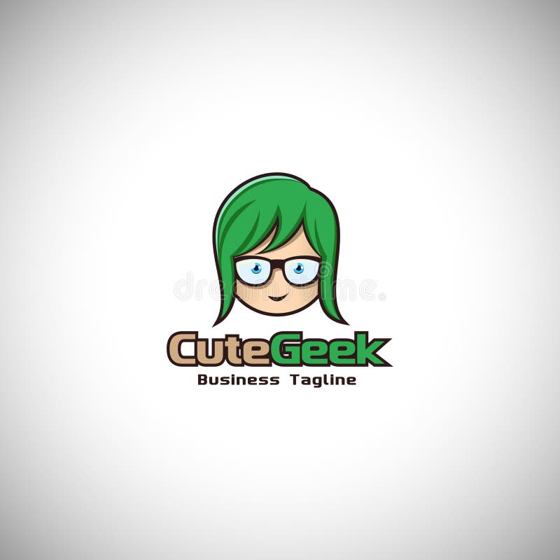 Cute Geek Character Logo stock vector. Illustration of genius - 209122653
