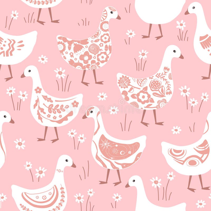 Set of Cute Geese. Collection of Domestic Birds Stock Vector ...