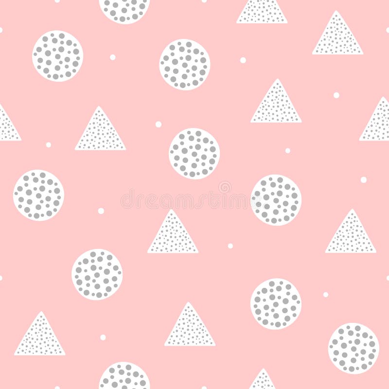 Cute Geometric Seamless Pattern with Circles and Triangles. Drawn by ...