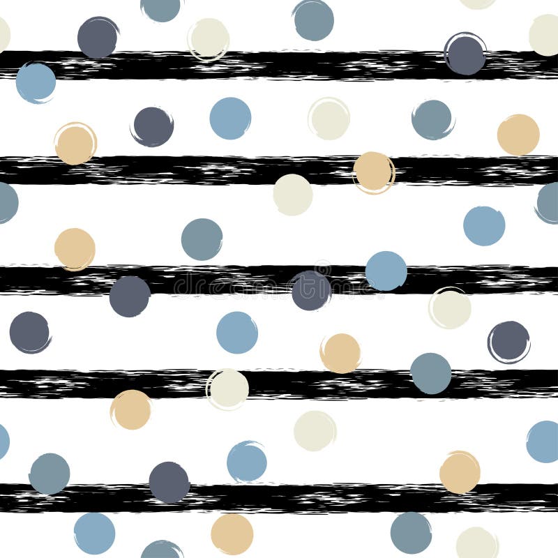 Cute Geometric Seamless Pattern. Brush Strokes, Triangles. Hand Drawn ...