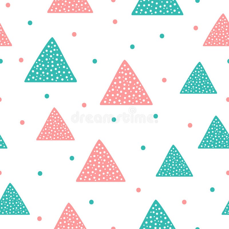 Cute Geometric Seamless Pattern. Round and Triangular Colored Shapes ...