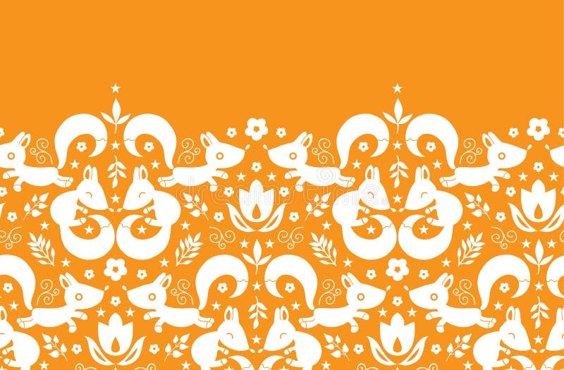 Cute Geometrical Foxes Horizontal Border Seamless Stock Vector ...