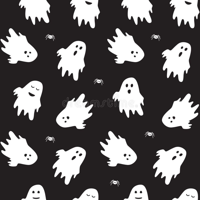 Cute Ghost Boo Holiday Character Seamless Pattern Flat Style Design ...