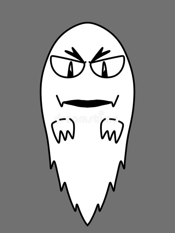 Cute Ghost Cartoon on Gray Background Stock Illustration - Illustration ...