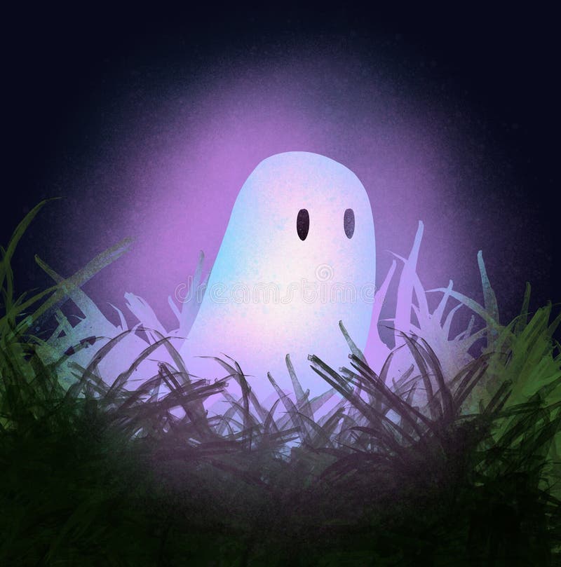 Cute ghost in the cemetery stock illustration. Illustration of fantasy ...
