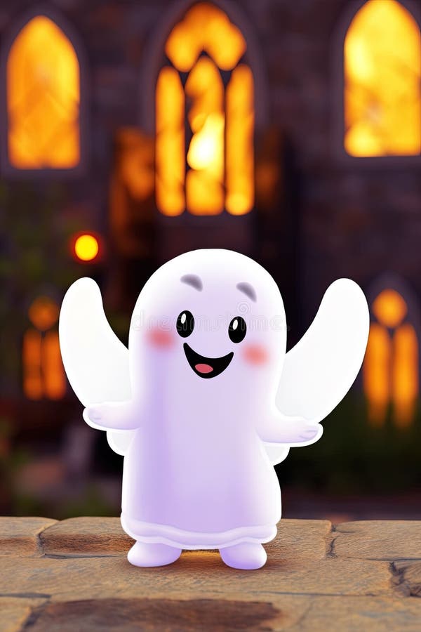 Cute Ghost Character Design. Stock Illustration - Illustration of ...