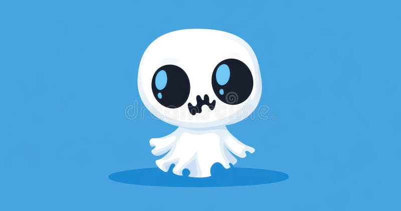 A Cute Ghost in Chibi Style, Set in a Minimalistic Studio with Retro ...