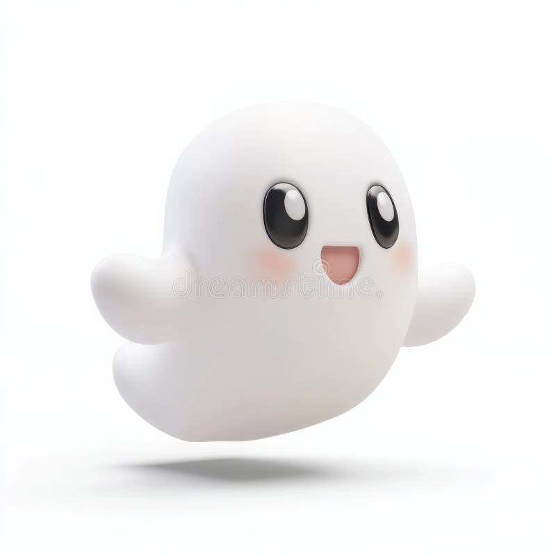 Cute Ghost Emoji on Isolated White Background for Creative Use Stock ...