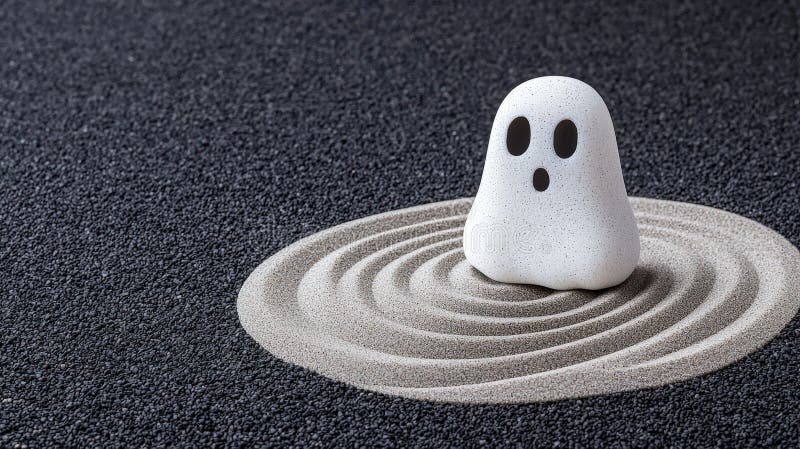 Cute Ghost Figure in Sand Ripples on a Dark Surface Stock Illustration ...
