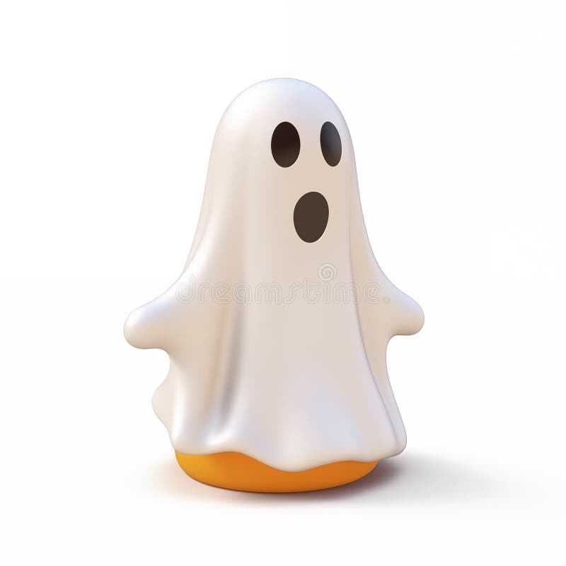 Cute Ghost Figure with a Surprised Expression on White Background ...