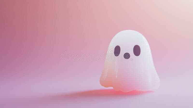 Cute Ghost Figurine on Pink Gradient Background - Modern Halloween ...