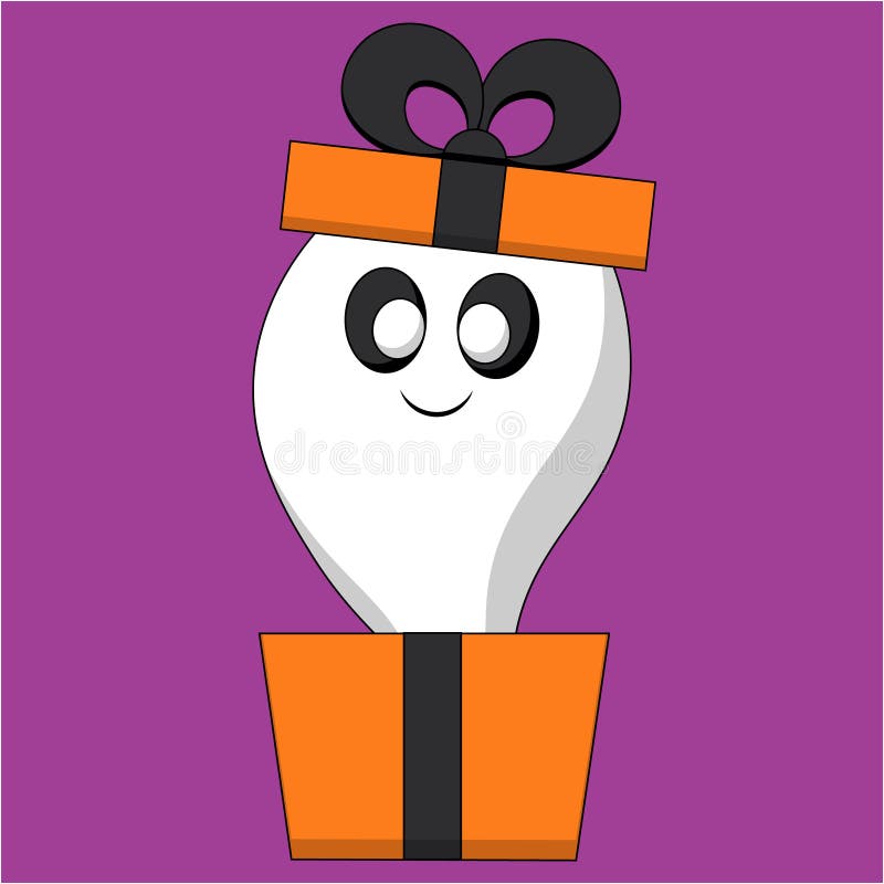 Cute Ghost and Gift Box. Draw Illustration in Color Stock Vector ...