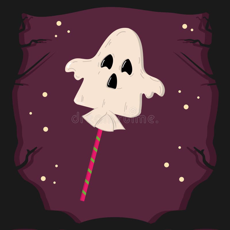 Cute Ghost Halloween Lollipop Candy Vector Stock Vector - Illustration ...