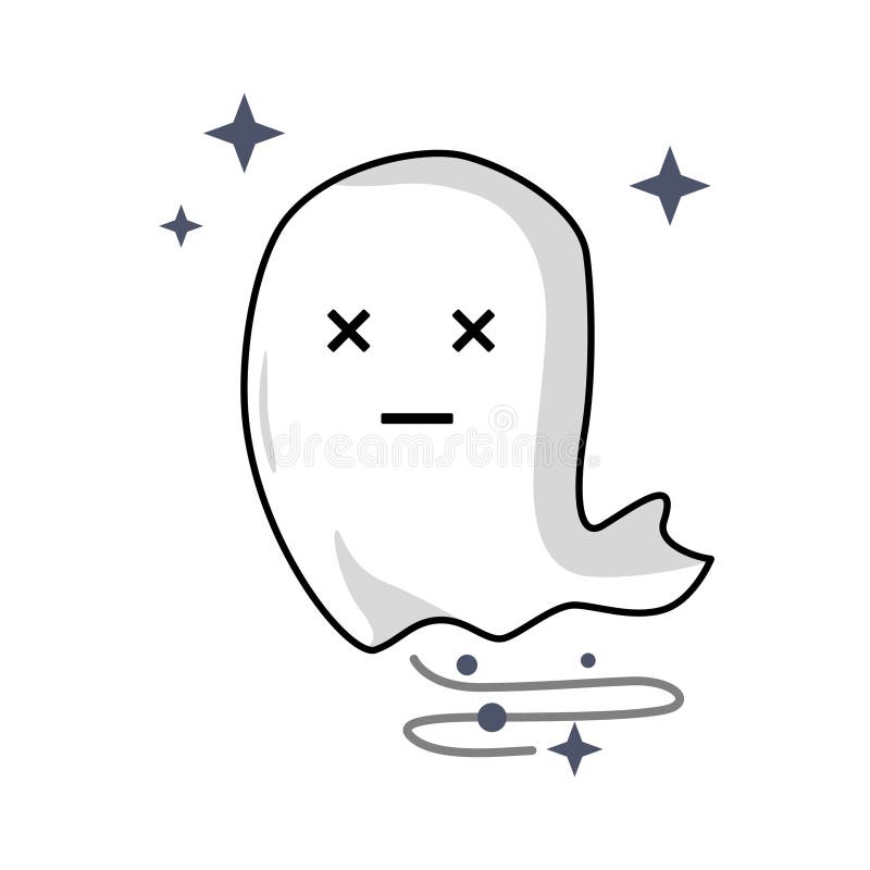 Cute Ghost Icon Halloween Boo Illustration, Confused Ghost Face Stock ...