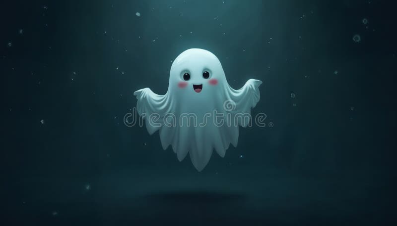 Cute Ghost in the Night Forest, Halloween Party, Dark and Moonlight ...