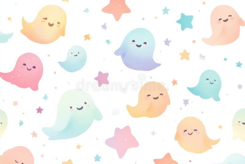 Cute Ghost Pattern stock illustration. Illustration of clouds - 342125788