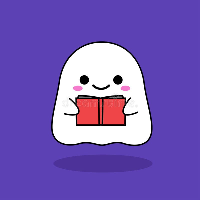 A Cute Ghost is Reading a Book. Isolated Vector Illustration Stock ...
