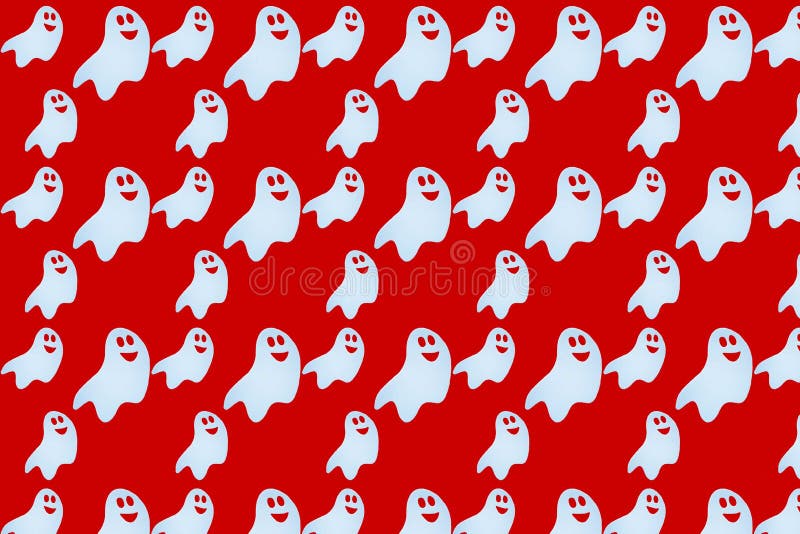 Cute Ghost on a Red Background.Pattern Seamless for Halloween. Stock ...