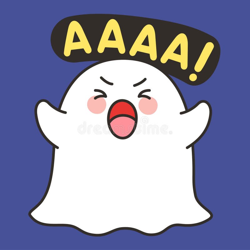 Cute Ghost Screaming AAAA Emote Vector for Streaming Reactions on Blue ...