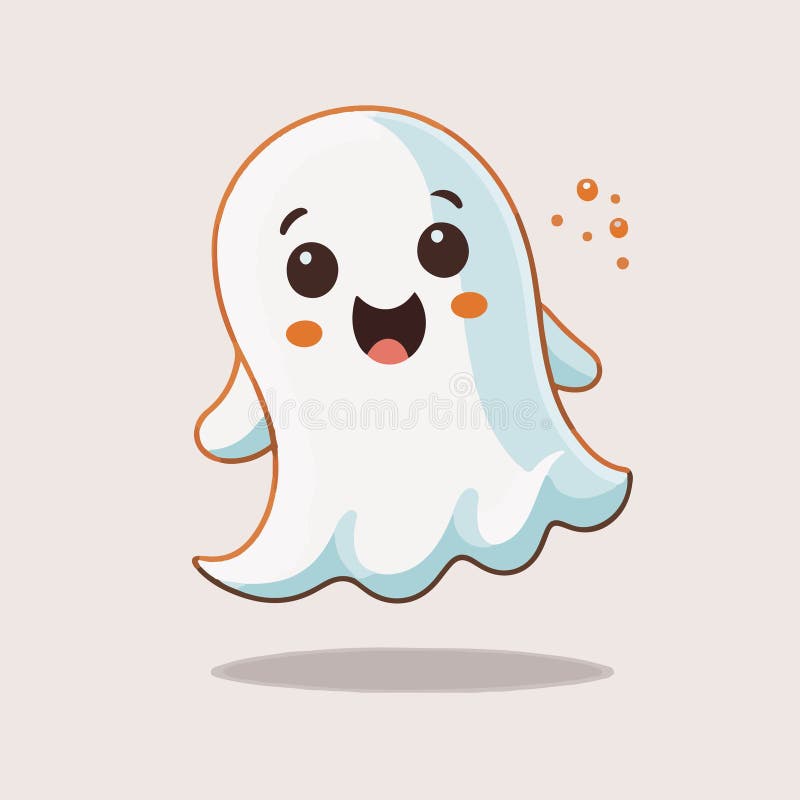 Cute Ghost Vector Illustration Ghost Emblem in Isolation on a White ...