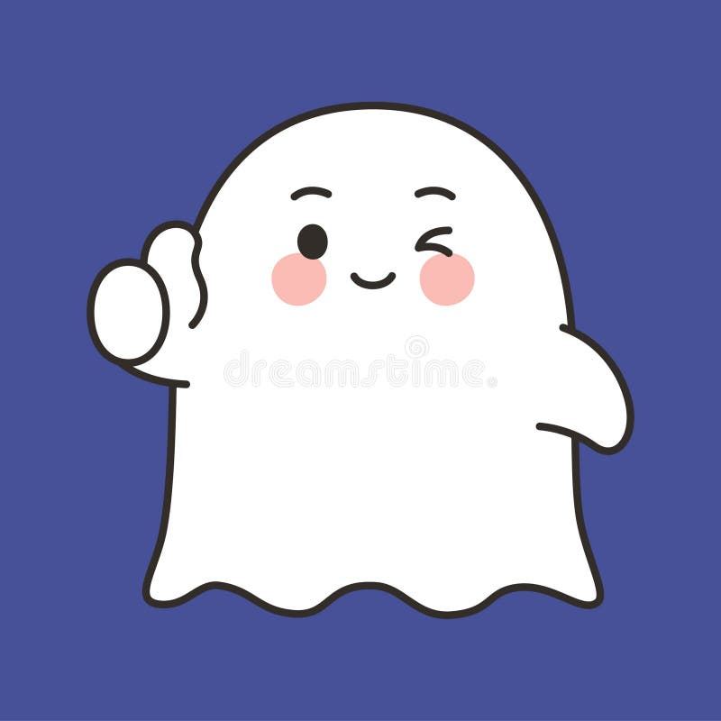 Cute Ghost Winking Emote Vector with Cheerful Expression on Blue ...