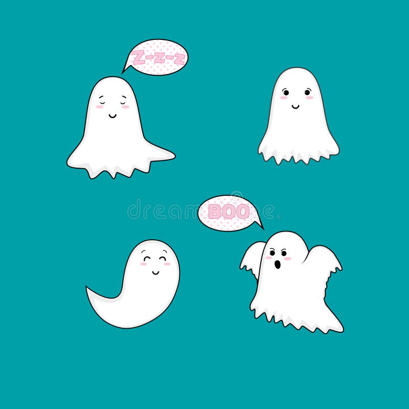 Cute ghosts stock vector. Illustration of spooky, ghost - 160130743
