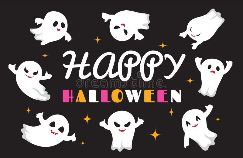 Cute 3d Ghosts, Render Ghost Halloween Elements. Holiday Cute Horror Characters, Death and ...