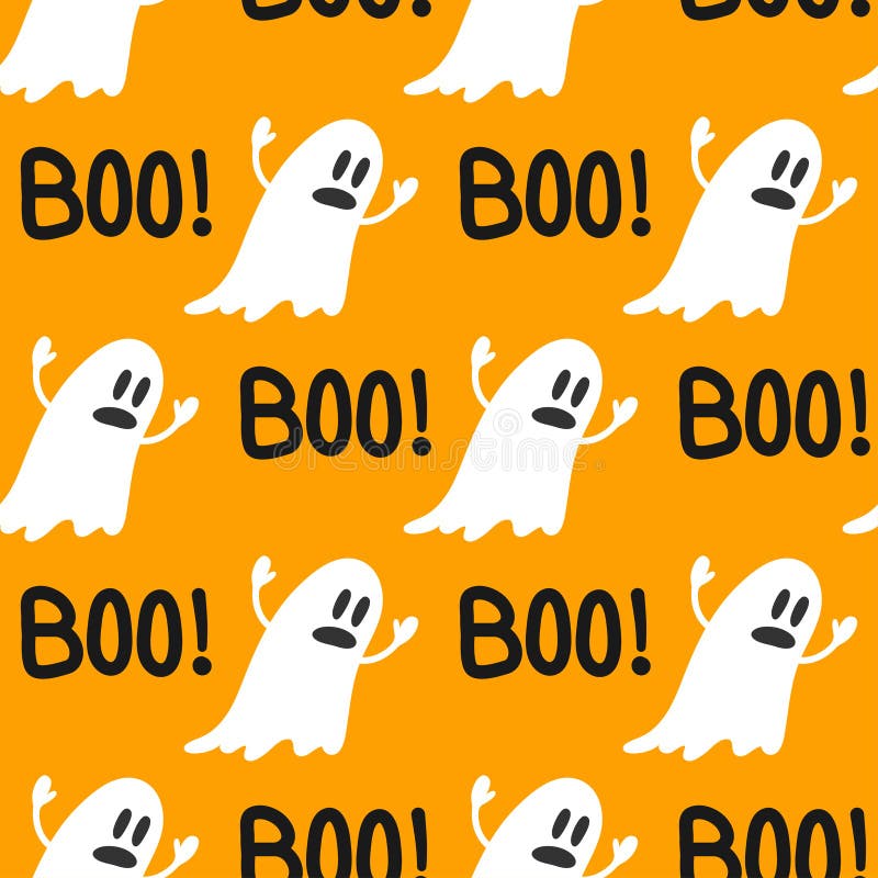 Cute Ghosts Halloween Seamless Pattern. Background with Simple Spooky ...